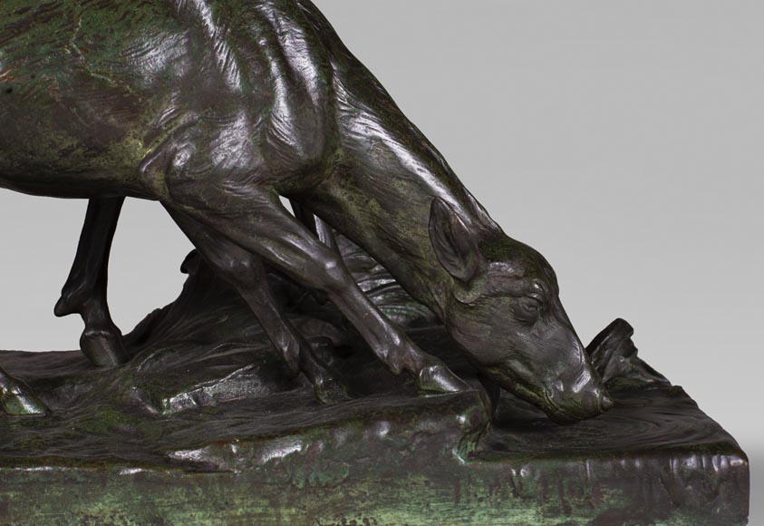 Charles PAILLET (1871-1937) - Cerf et sa biche groupe en bronze - Sculpture