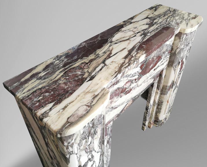 Cheminée Art Déco aux roses sculptées en Brêche violette - Marbre